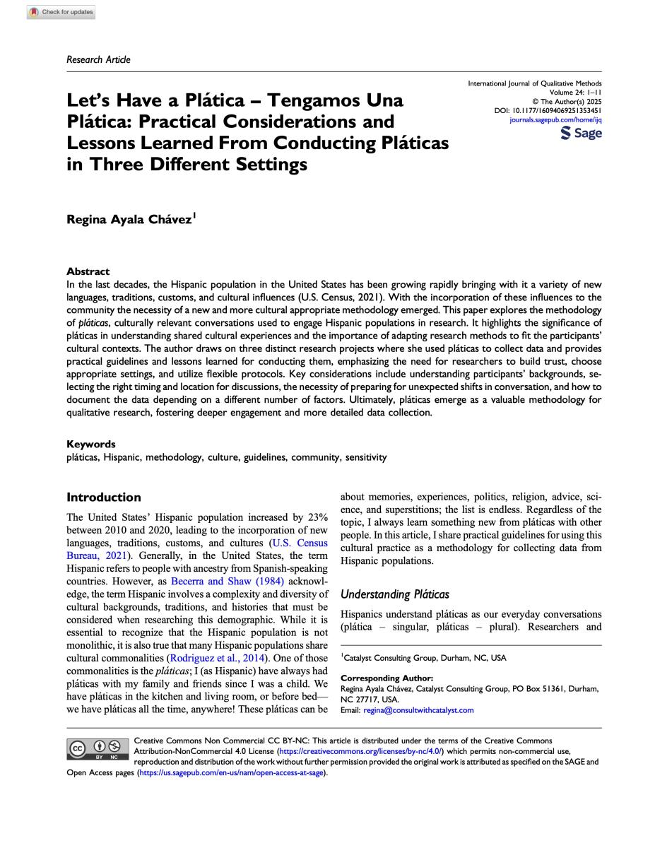 Let’s Have a Plática – Tengamos Una Plática: Practical Considerations ...
