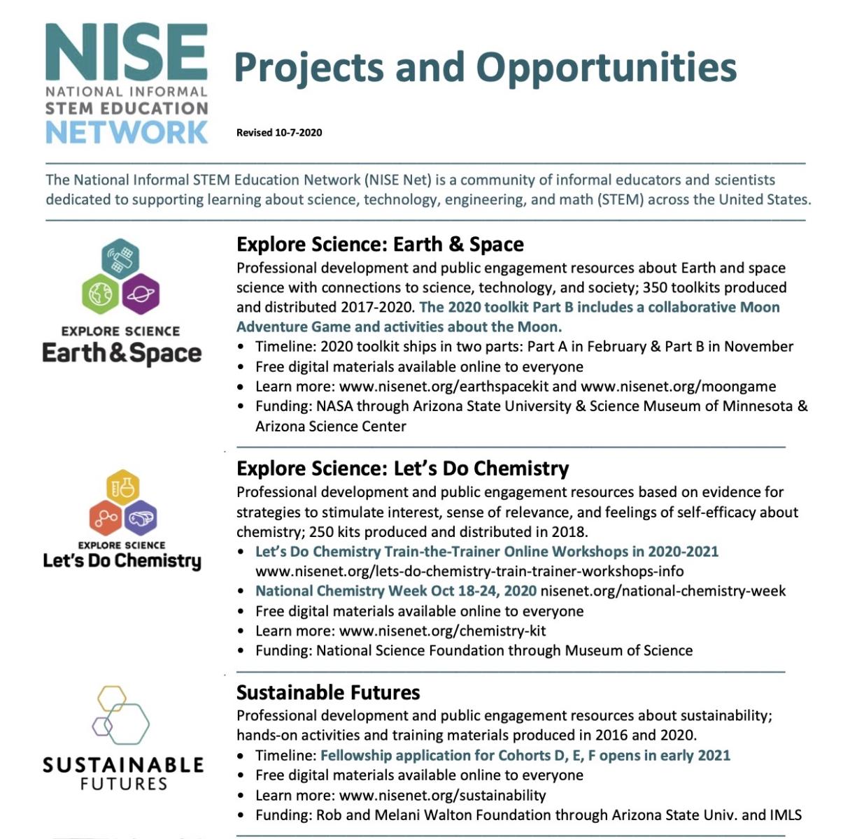 NISE Network Fact Sheets and Brochure for Partners | NISE Network